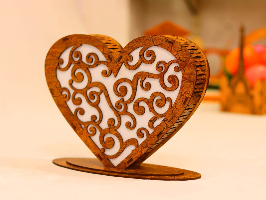 Laser Cut Heart Shaped Lamp 3mm SVG, DXF, Cnc Laser File, Laser Svg ...