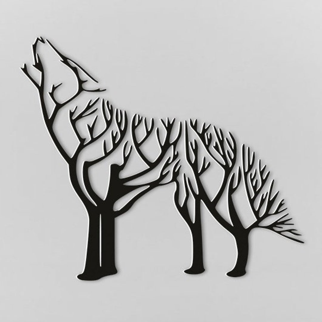 Wolf Tree Wall Decor Svg Cut File, Animal Dxf Files, Plasma Cut File ...