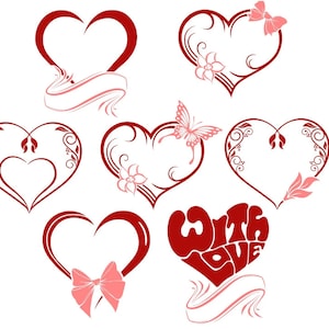 Valentine Day Hearts Vectors SVG File Heart SVG Set, Valentine's Cut ...