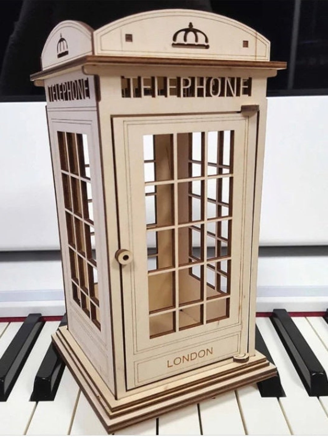 Laser Cut Wooden British Telephone Booth British Phone Box Laser Cut ...