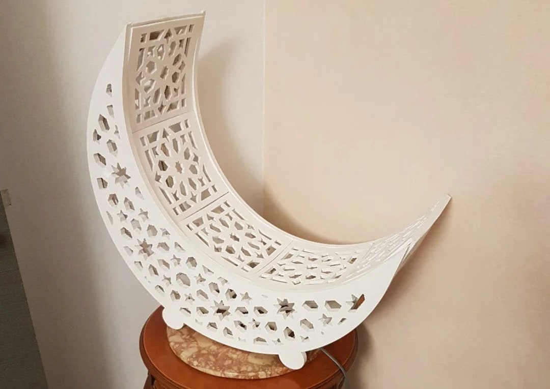 Laser Cut Crescent Moon Lamp Night Light Box DXF File Laser Cut Wooden ...