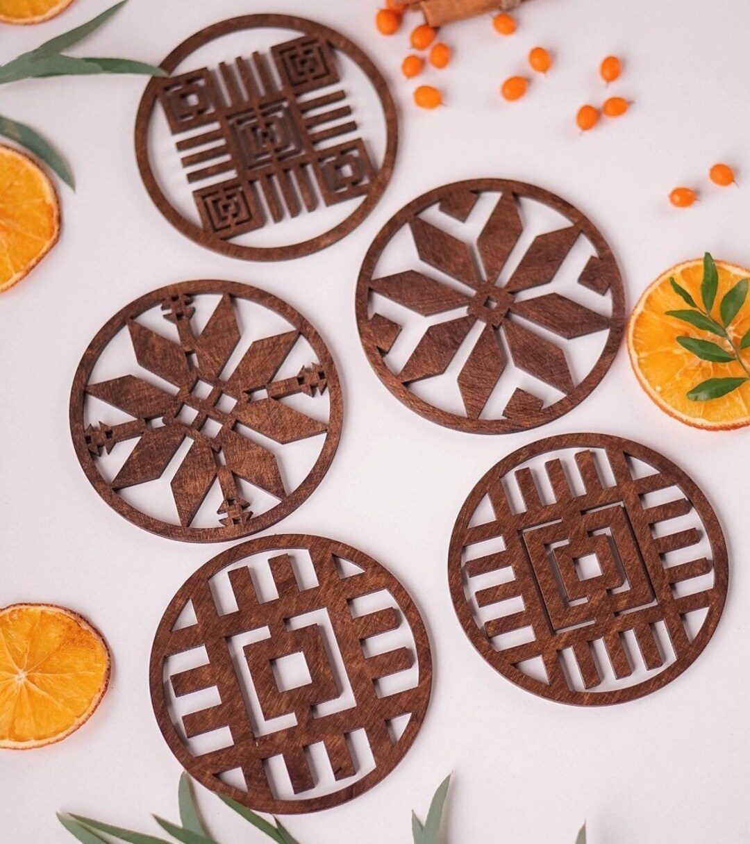 4 Decorative Pattern Coasters Laser Cut Svg Files, Vector Files for ...