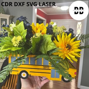 Laser Cut School Bus Box SVG File School Bus Decor Mini School Bus ...