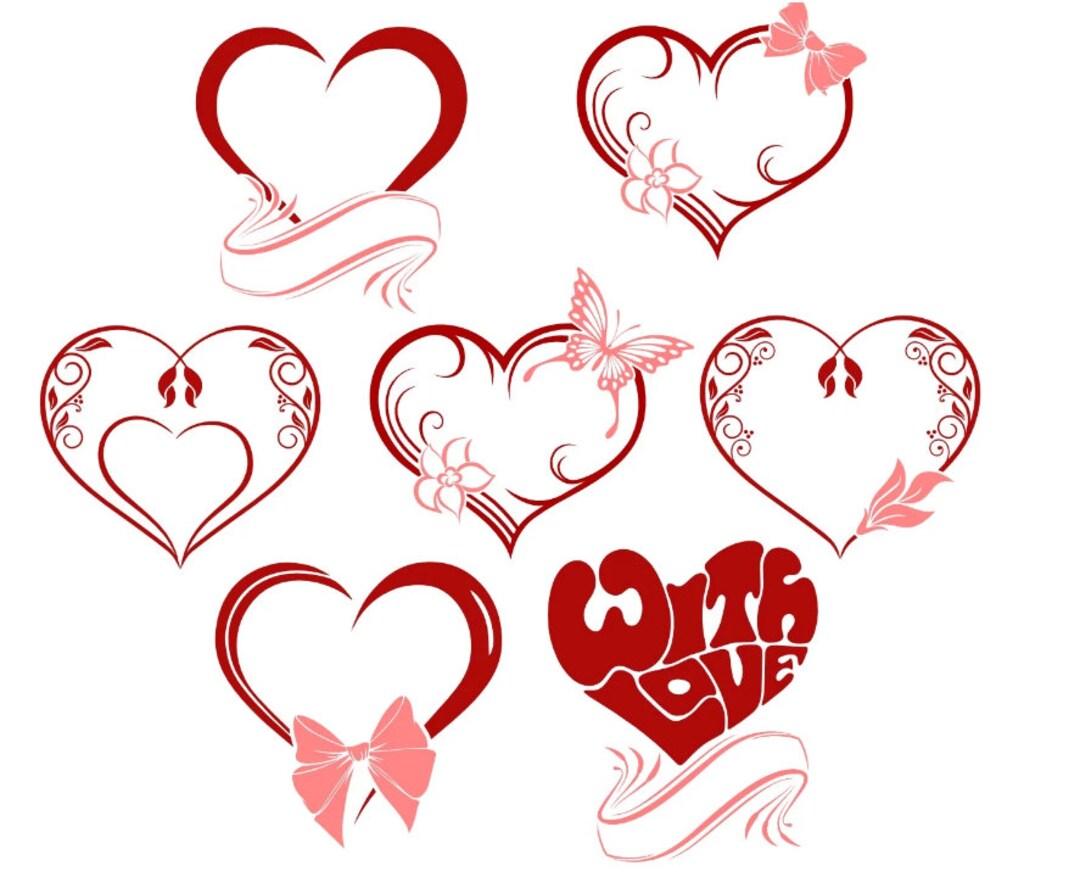 Valentine Day Hearts Vectors SVG File Heart SVG Set, Valentine's Cut ...