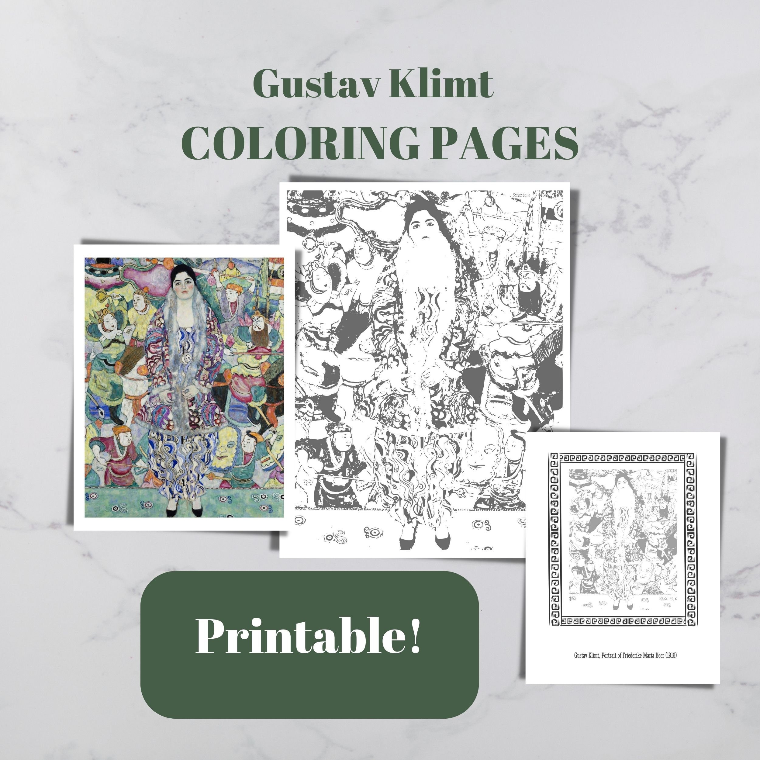 Gustav Klimt Art Fine Art Coloring Pages Printable - Etsy