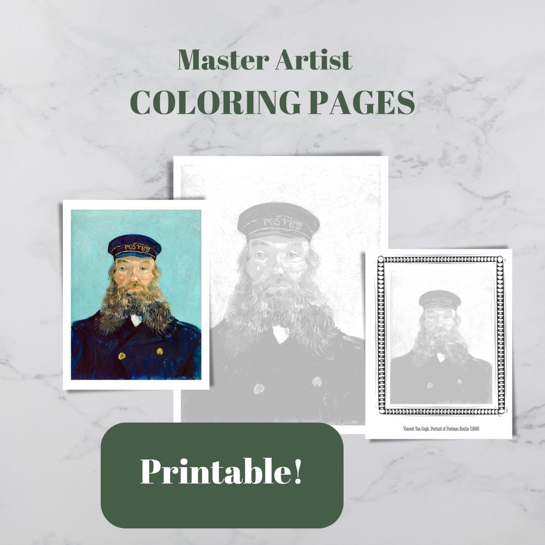 Fine Art Coloring Pages Van Gogh's Postman Portrait - Etsy