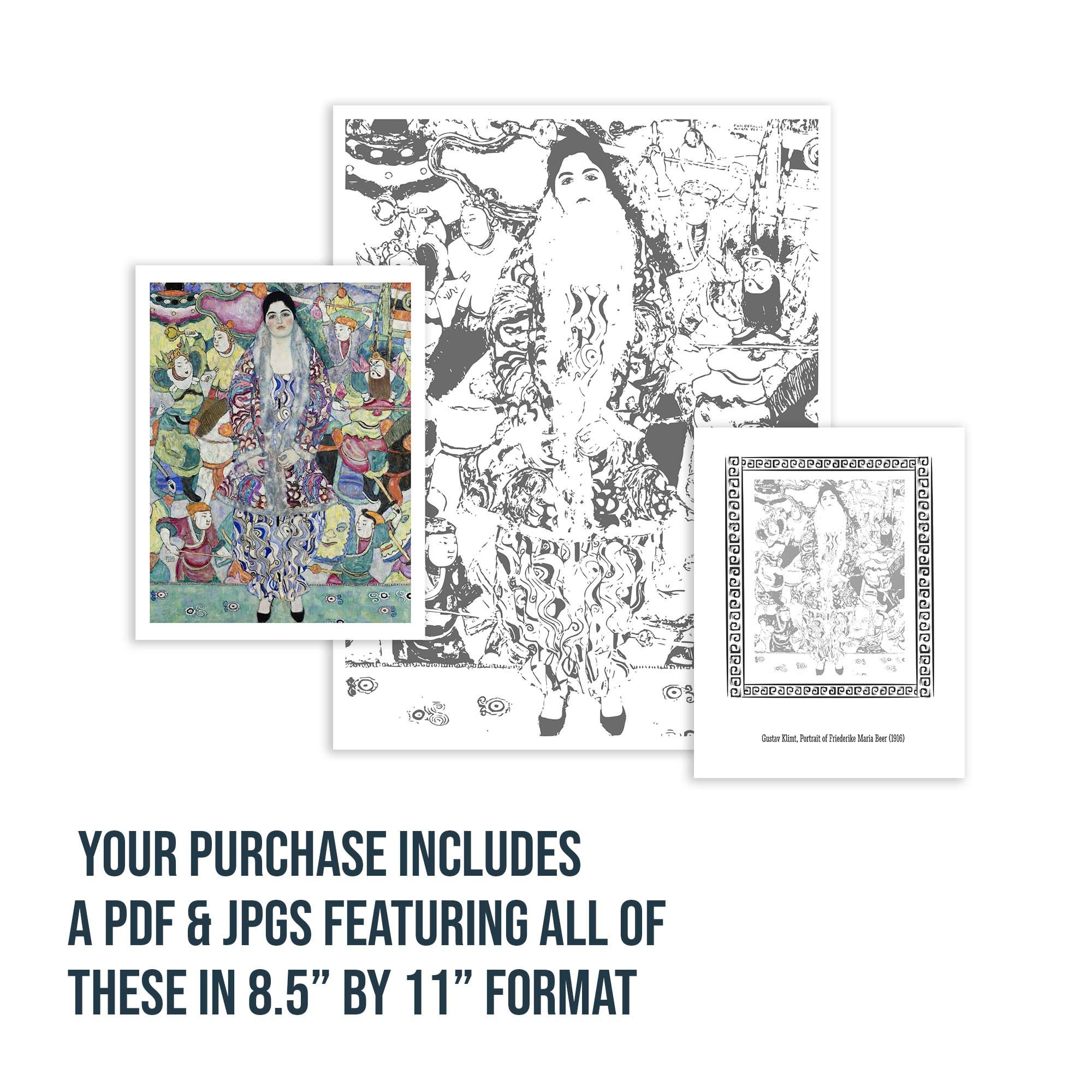 Gustav Klimt Art Fine Art Coloring Pages Printable - Etsy