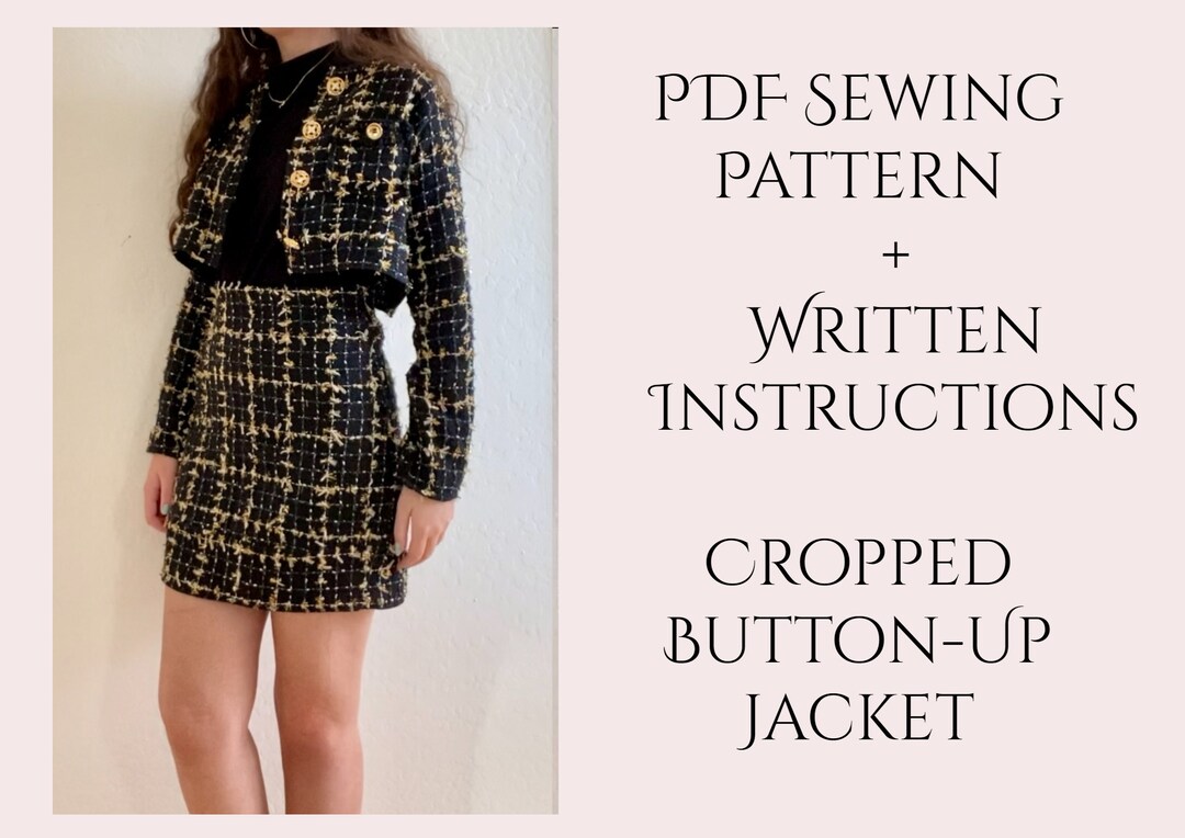 Cropped Button-up Jacket PDF Sewing Pattern Sizes XXS-XXL - Etsy