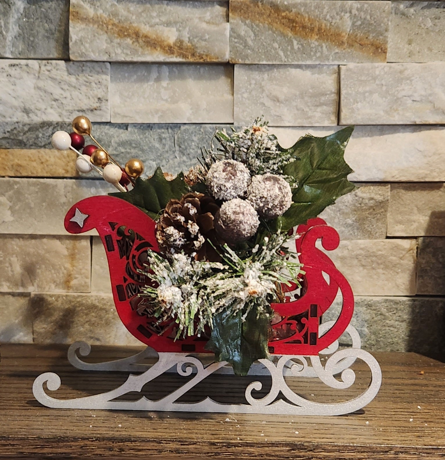 Santa's Wood Sleigh - Etsy