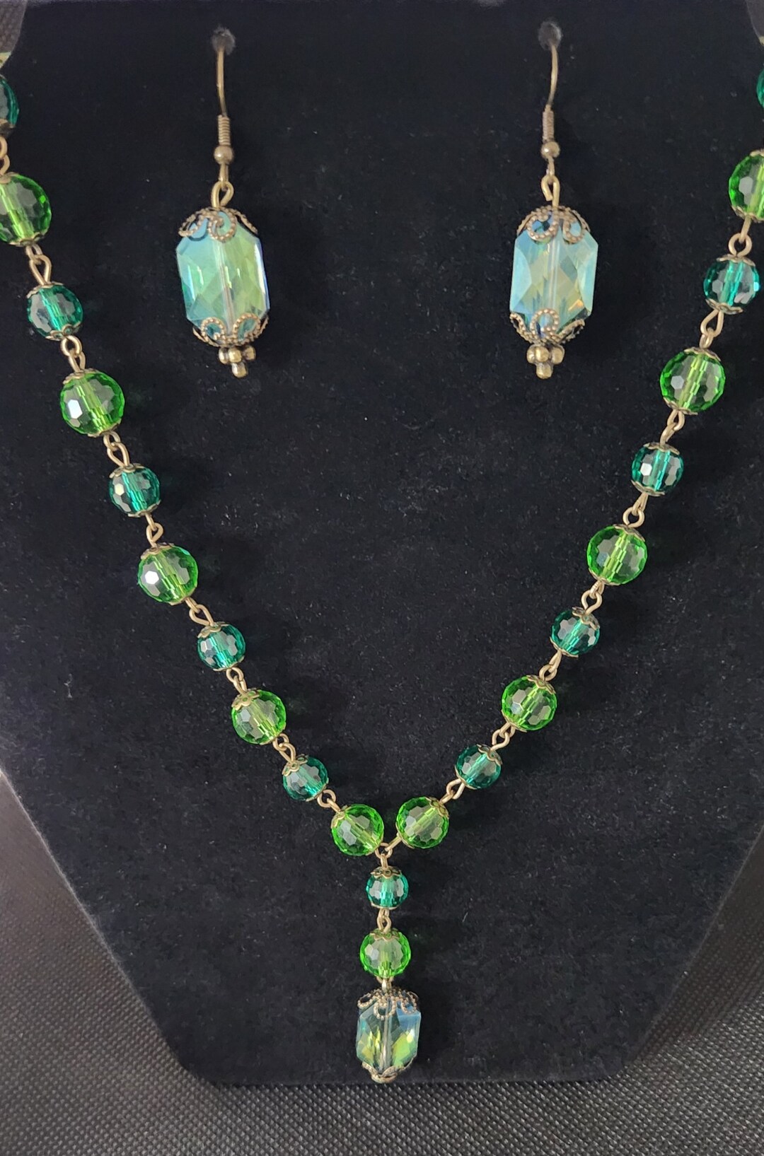 Vintage Look Glass Beaded Necklace and Earring Set - Etsy