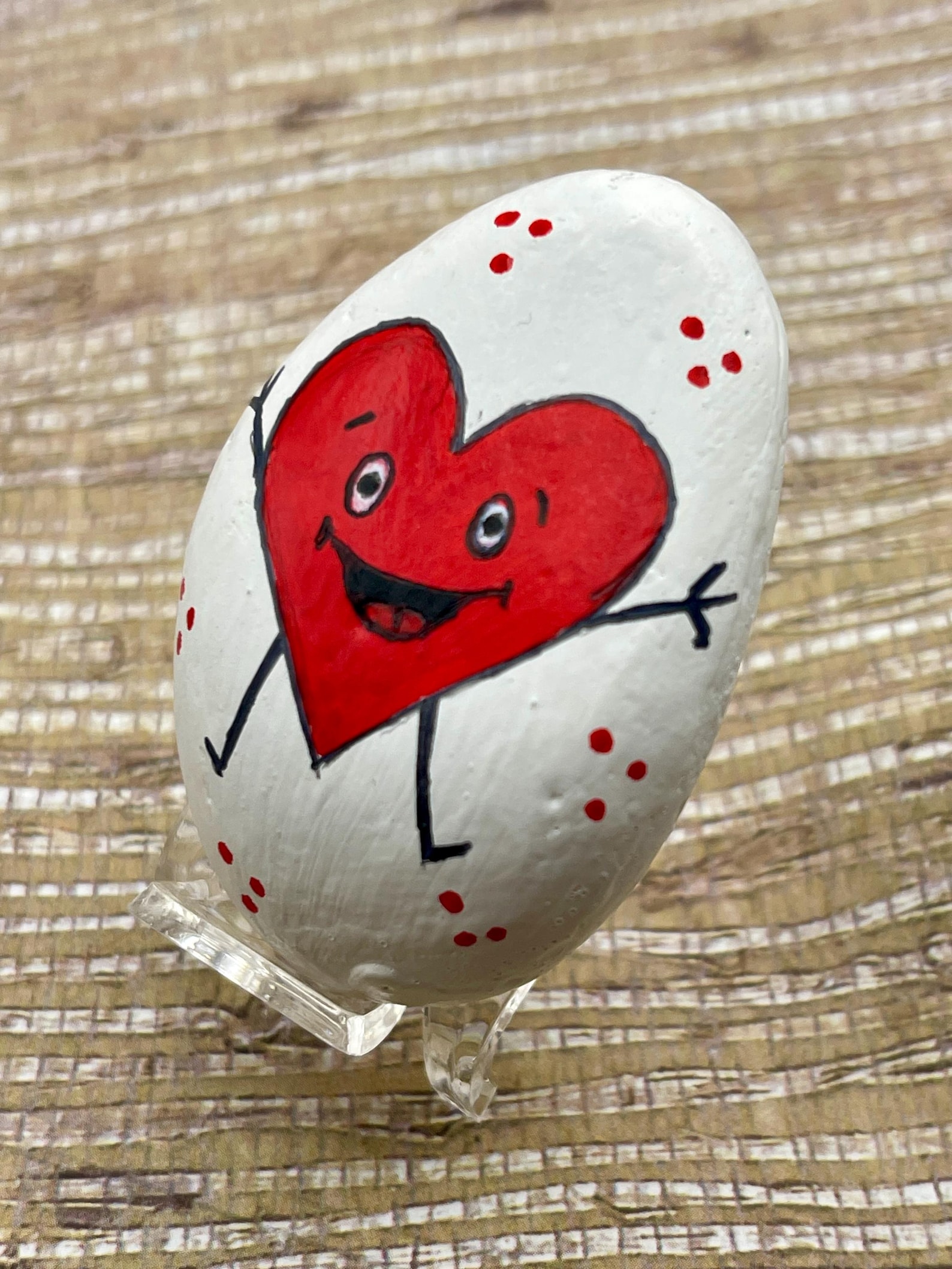 Whimsical Smiling Red Heart, Hugs, Valentine Decor, Painted Rock, Stone ...