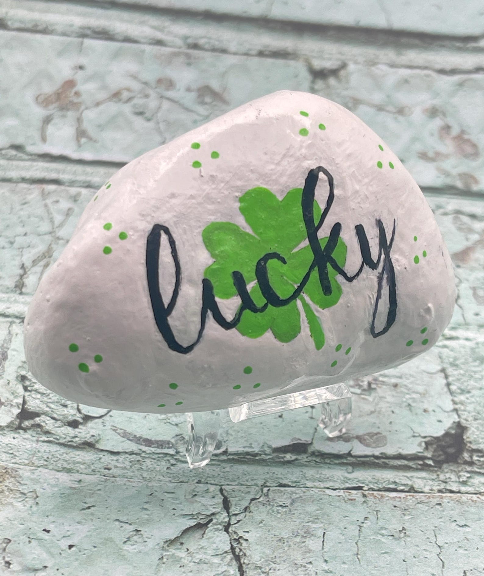 Lucky Rock With Four Leaf Clover, St. Patrick's Day Decor, Unique Irish ...
