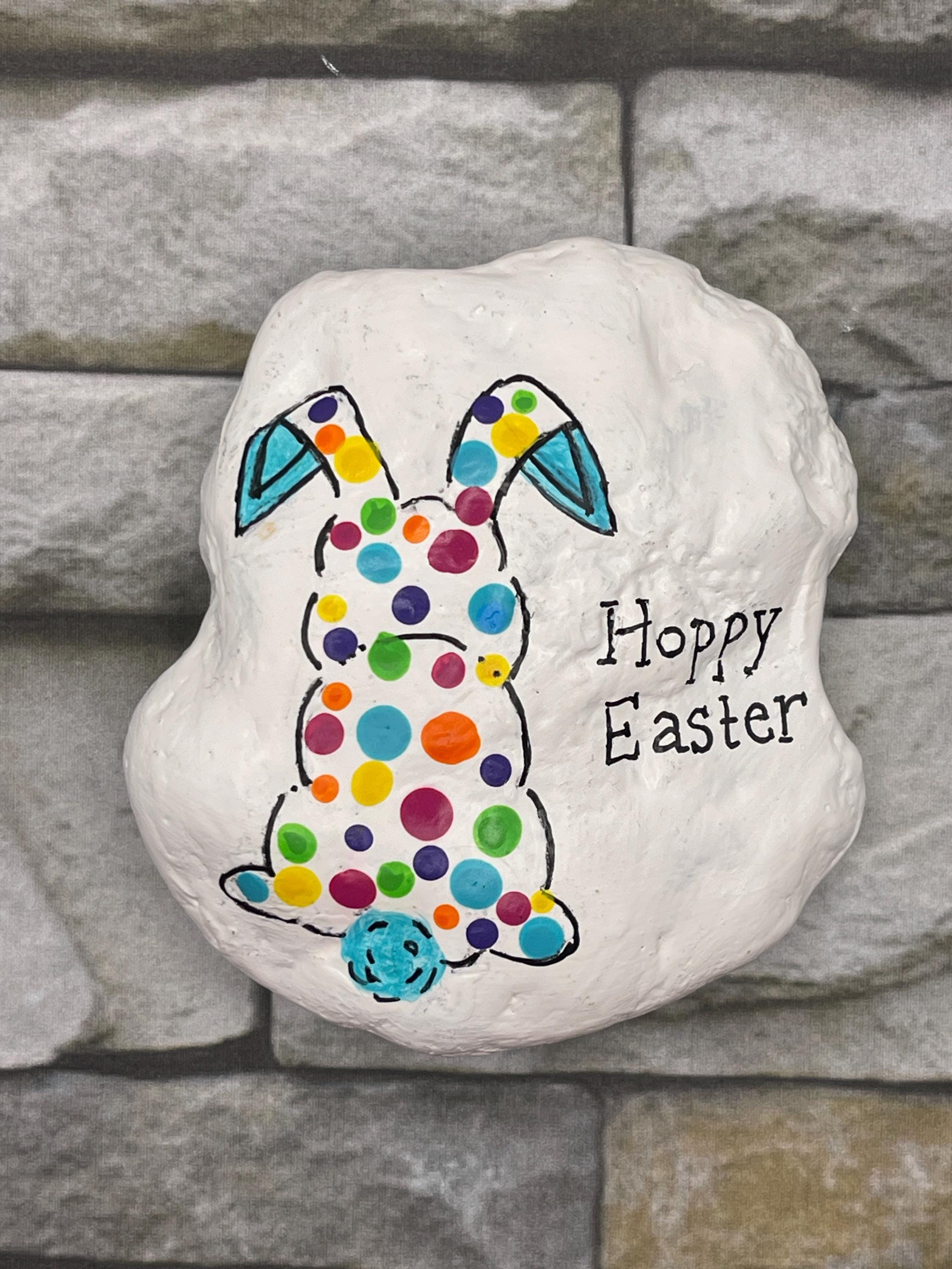 Polka Dot Easter Bunny Backside, Hoppy Easter, Painted Rock, Stone ...