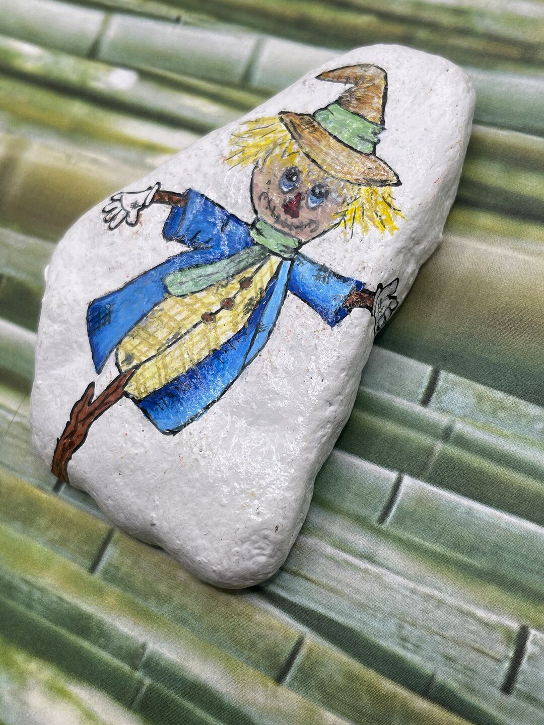 Harvest Scarecrow, Fall Decor, Hand Painted Rock, Stone Painting ...