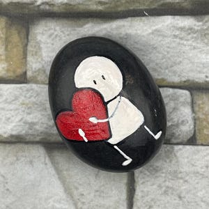 Cute Love Stick Figure Hugging Glitter Red Heart, Romantic Valentine ...