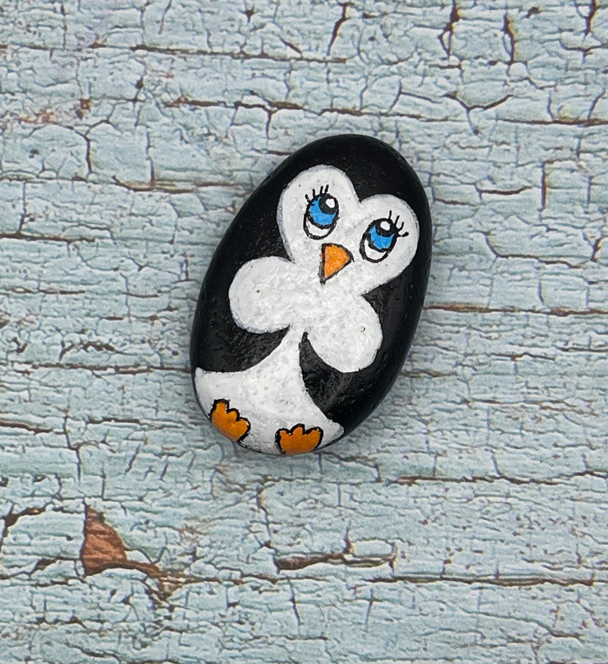 Penguin Painted Rock, Pebble Animal Art, Stone Painting - Etsy