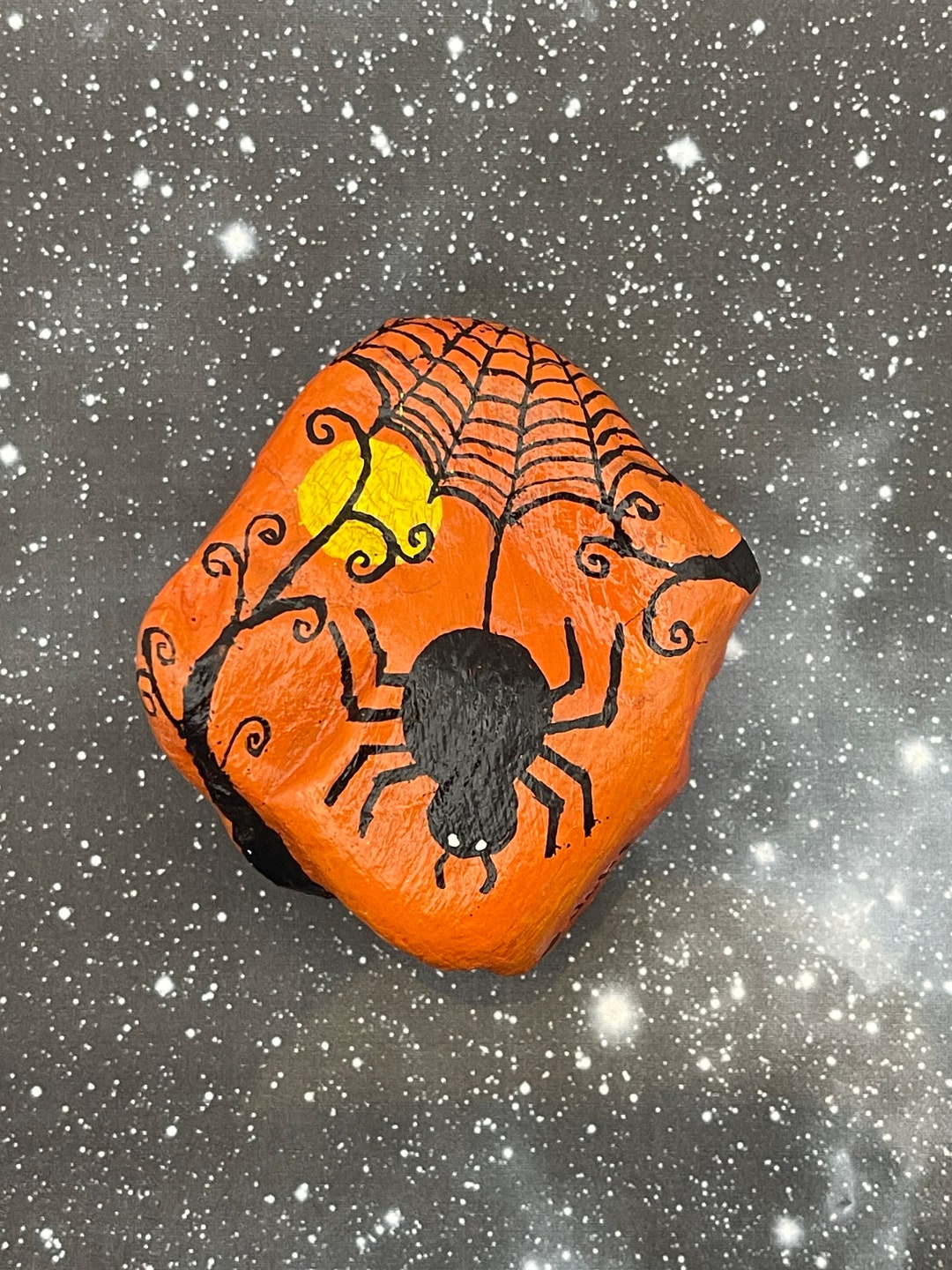 Spider With Full Moon Spiders Spiderweb, Happy Halloween, Hand Painted ...