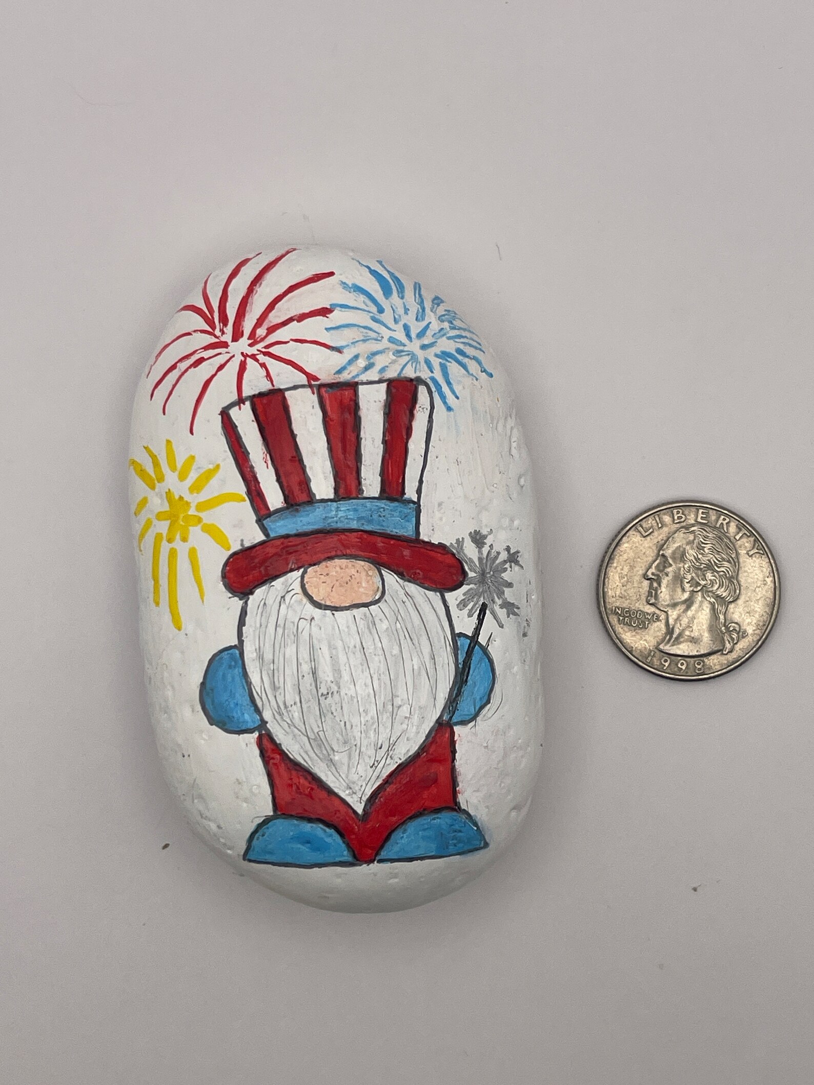 Uncle Sam Patriotic Gnome Red White and Blue Painted Rock - Etsy