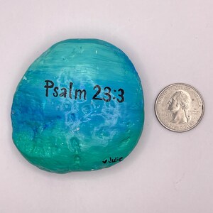 He Restoreth My Soul, Psalm Bible Verse, Painted Rock, Stone Painting ...