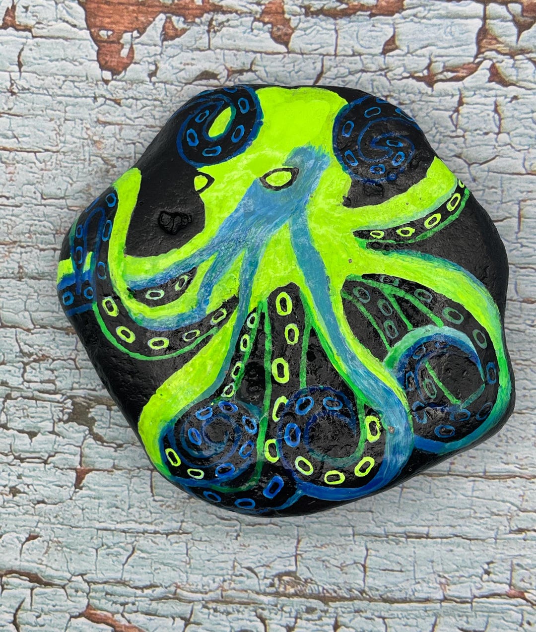 Psychedelic Octopus, Glow in the Dark Painted Rock, Blacklight Art ...