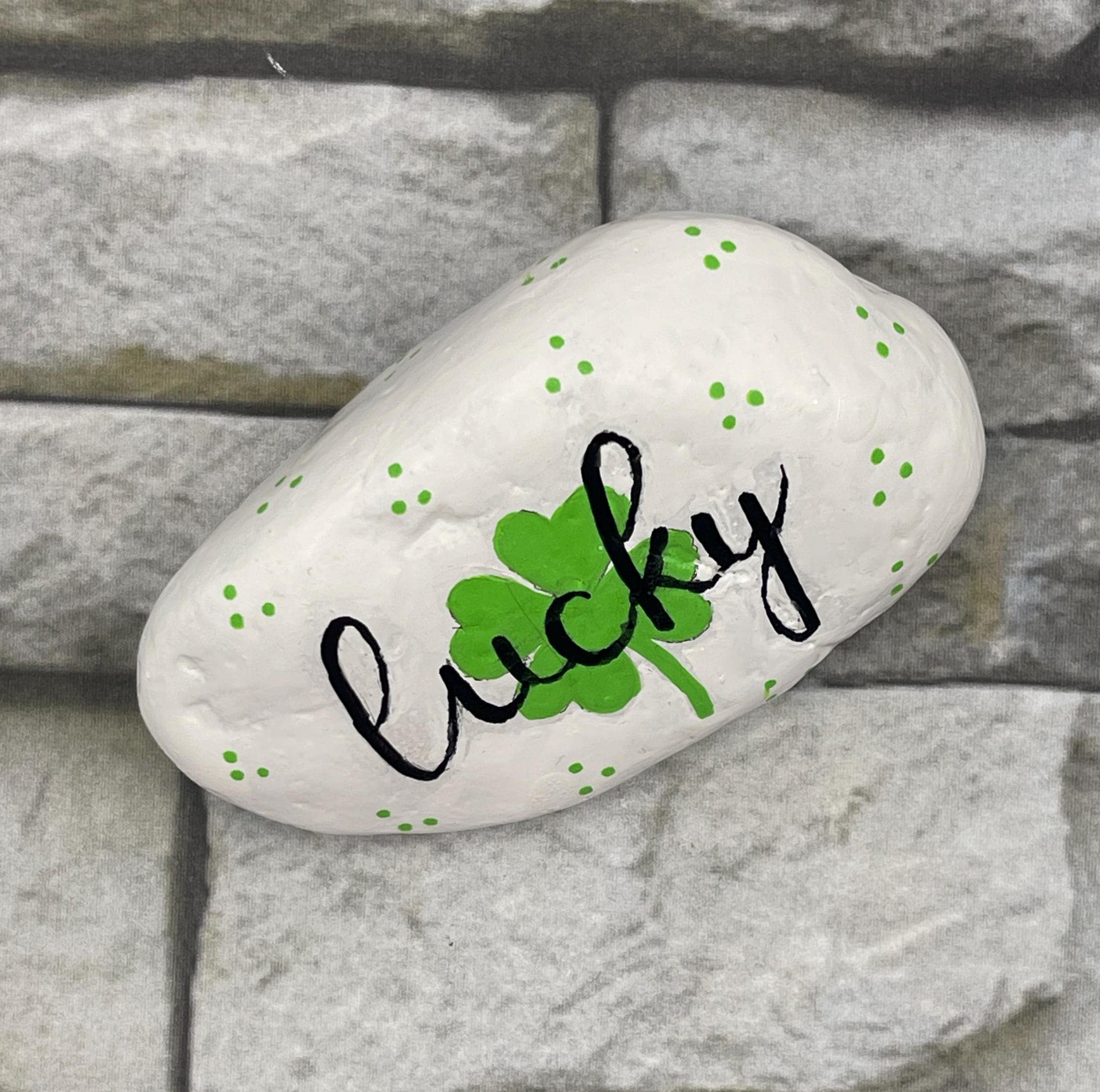 Lucky Rock With Four Leaf Clover, St. Patrick's Day Decor, Unique Irish ...