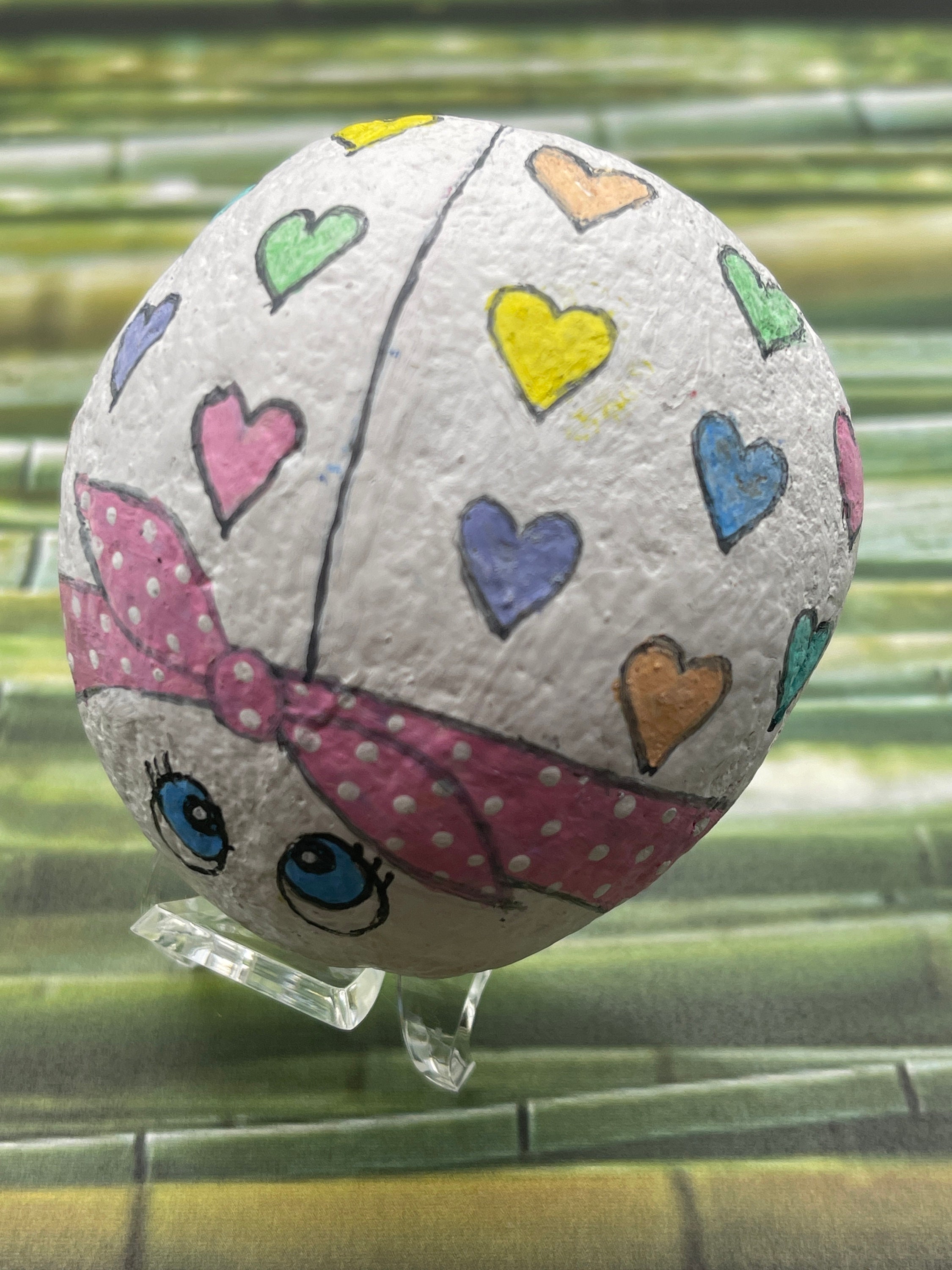 Pink Bandana Bug With Pastel Hearts, Valentine Gift, Painted Rock ...