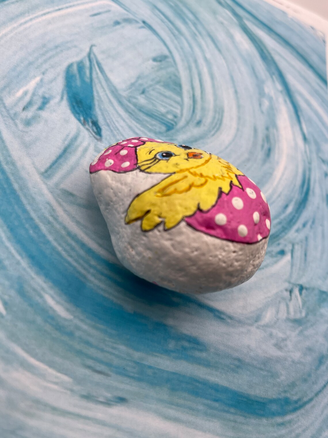 Chick With a Pink Bow Sitting in a Cracked Polka Dot Easter Egg, Happy ...