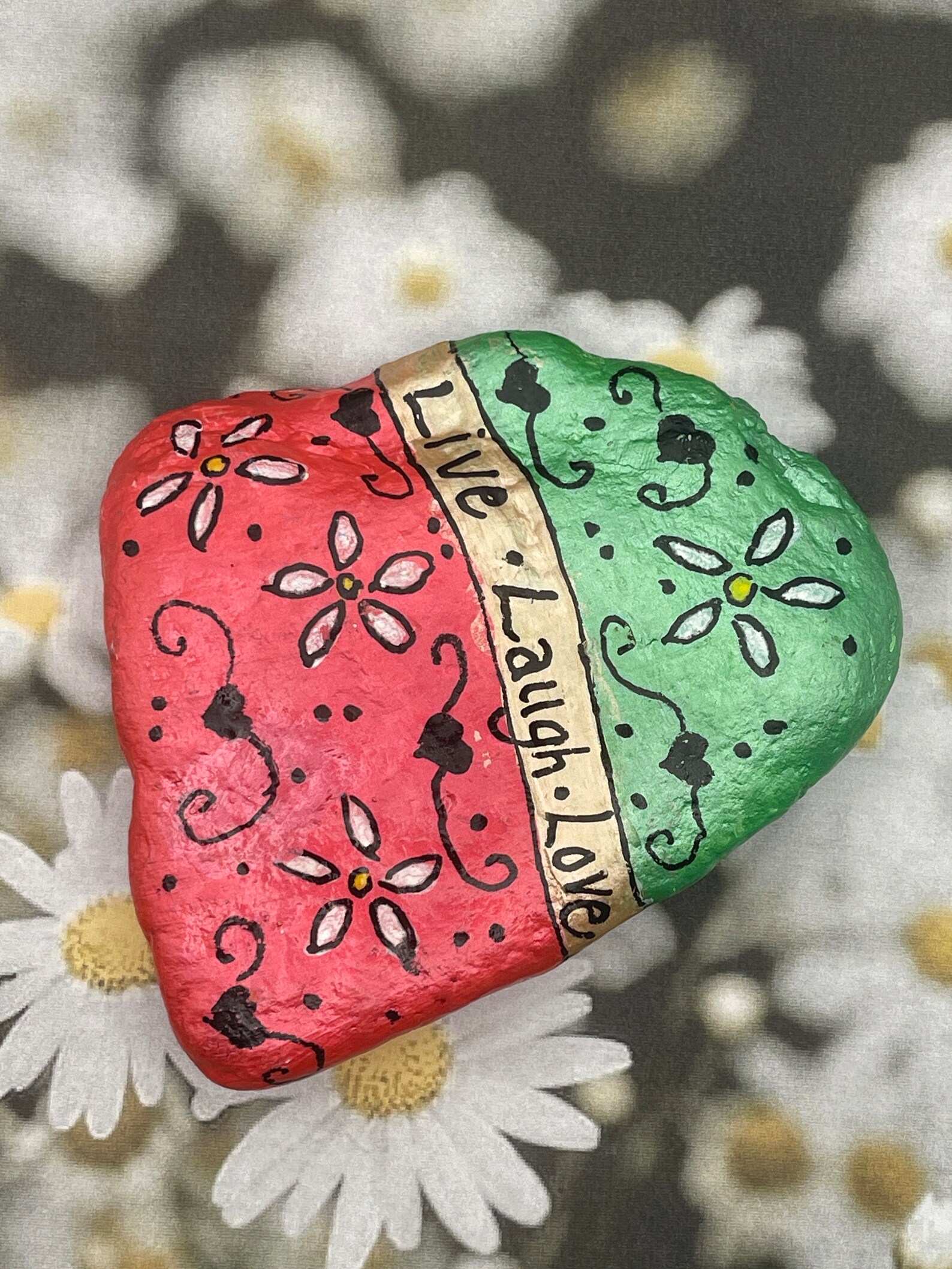 Live Laugh Love, Metallic Painted Rock, Inspirational, Stone Art ...