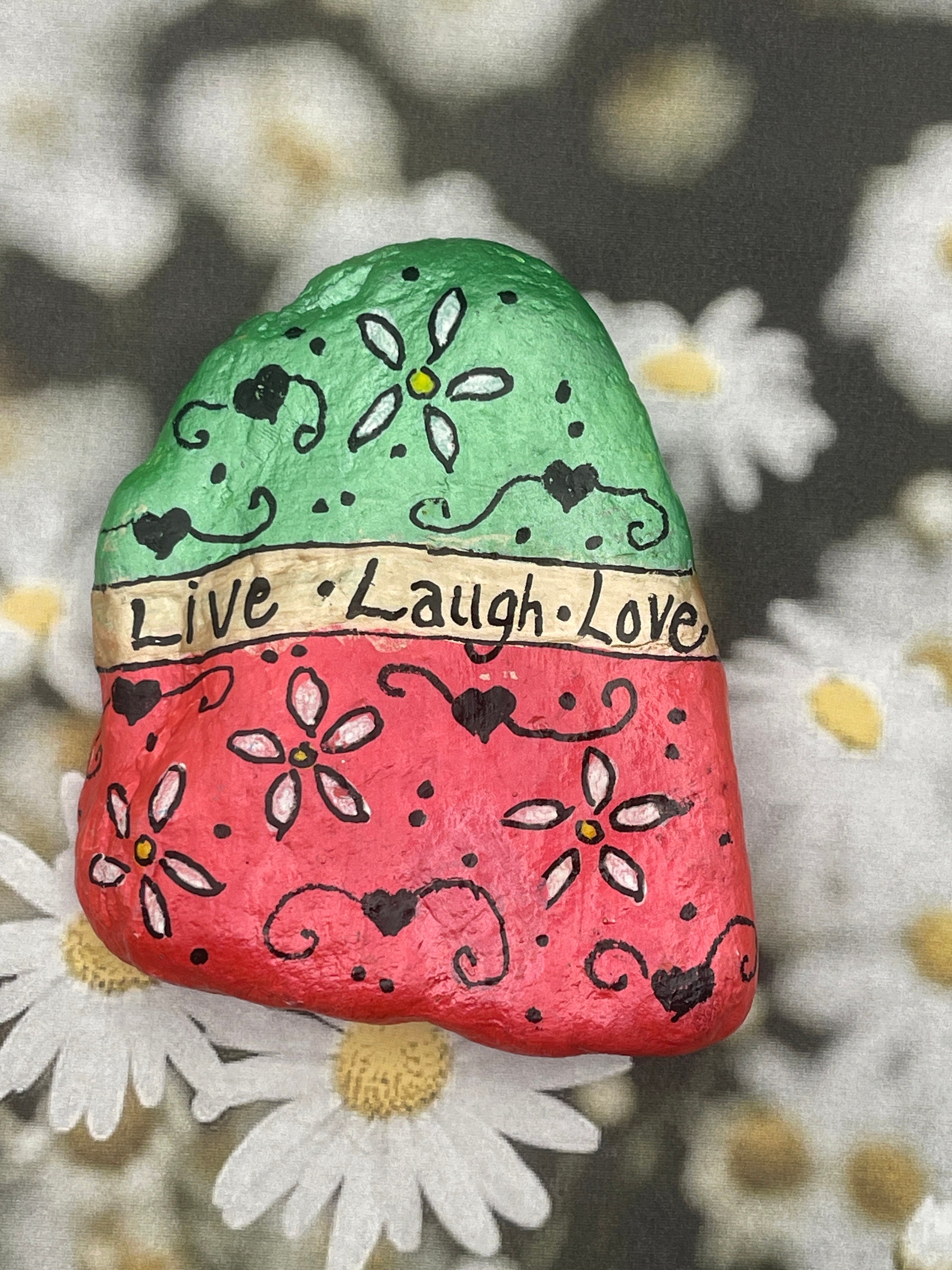Live Laugh Love, Metallic Painted Rock, Inspirational, Stone Art ...