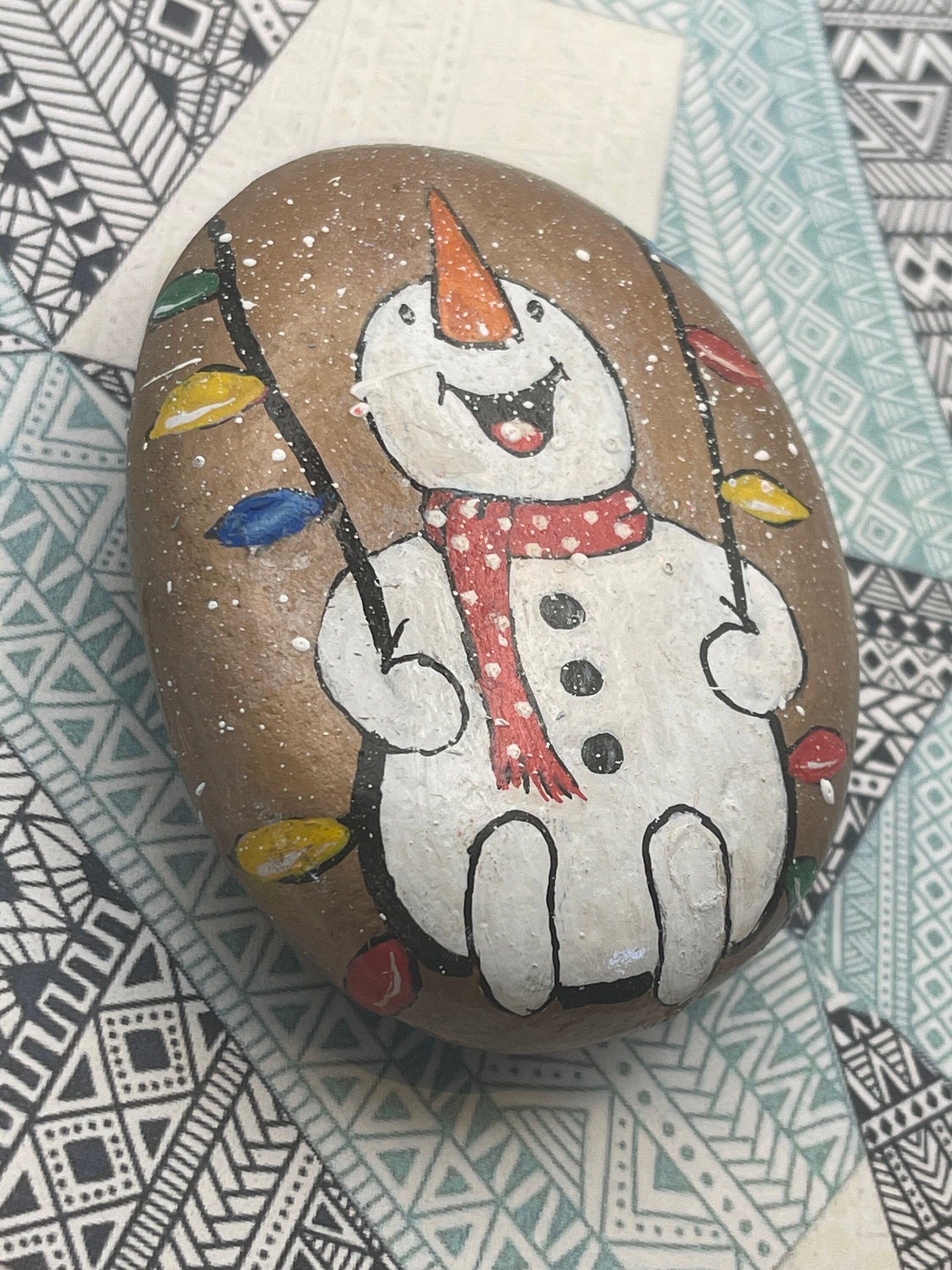 Whimsical Snowman on Christmas Light Swing in Snowfall, Christmas Gift ...