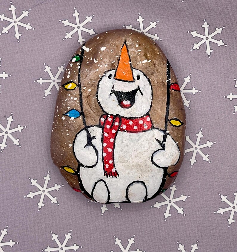 Whimsical Snowman on Christmas Light Swing in Snowfall, Christmas Gift ...