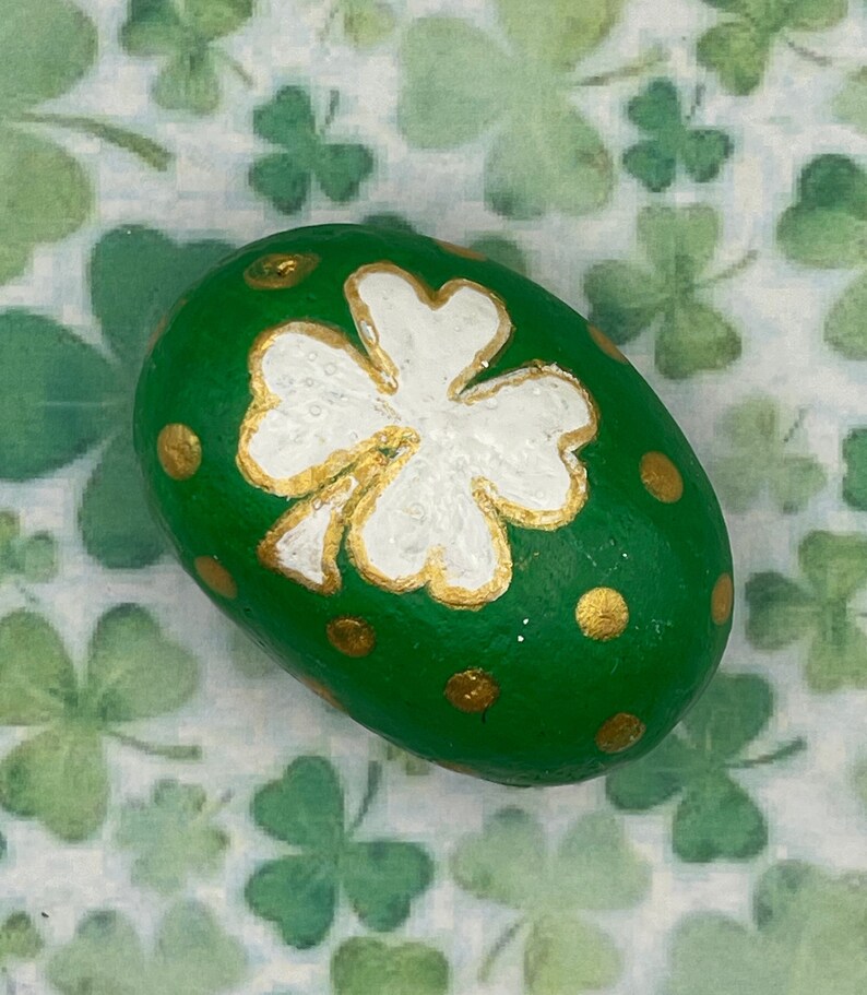 Four Leaf Clover With Gold, St. Patrick's Day, Irish Decor, Painted ...