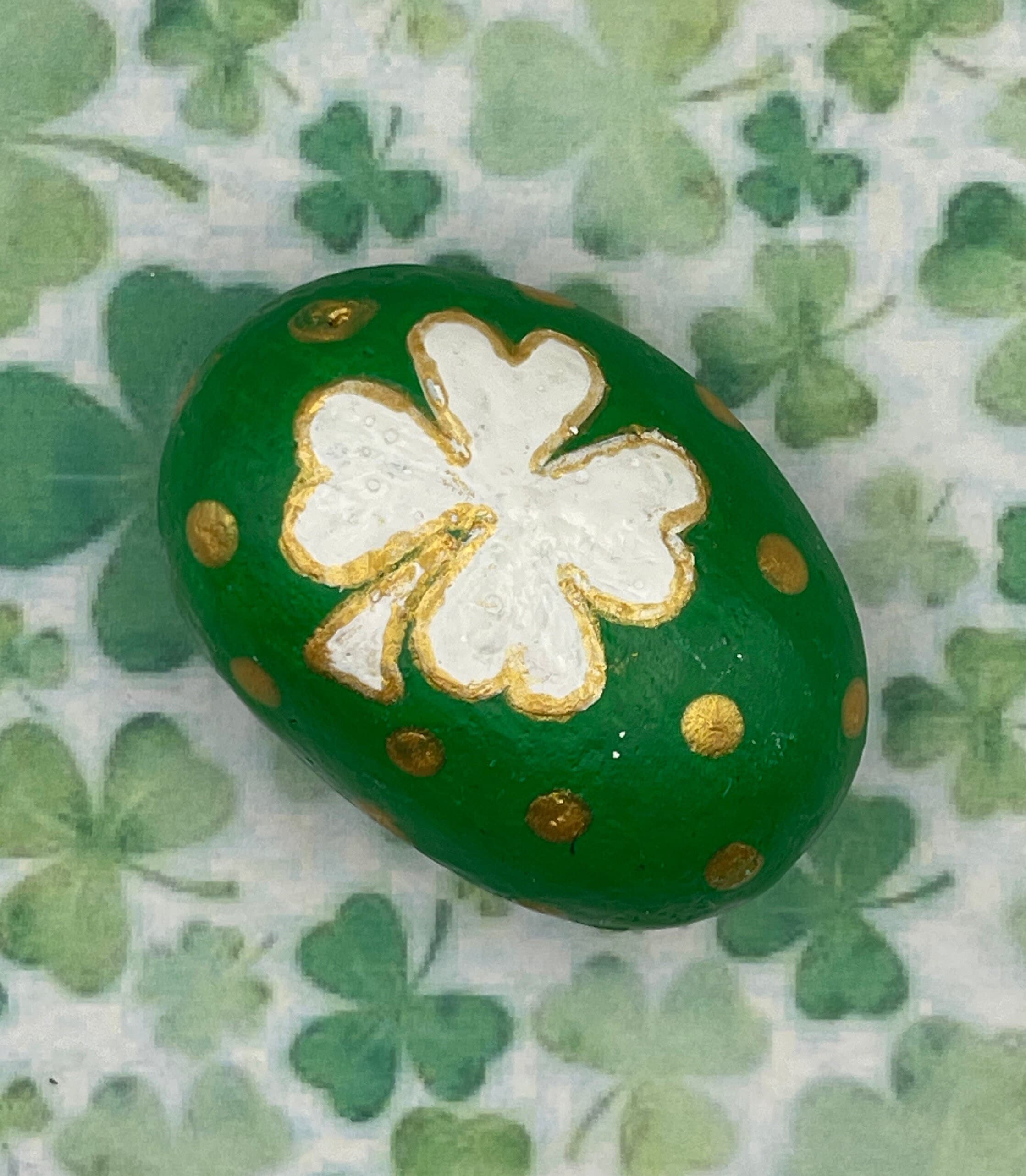 Four Leaf Clover With Gold, St. Patrick's Day, Irish Decor, Painted ...