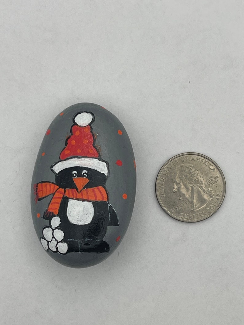 Penguin With Snowballs Wearing Winter Scarf and Hat, Painted Rock ...