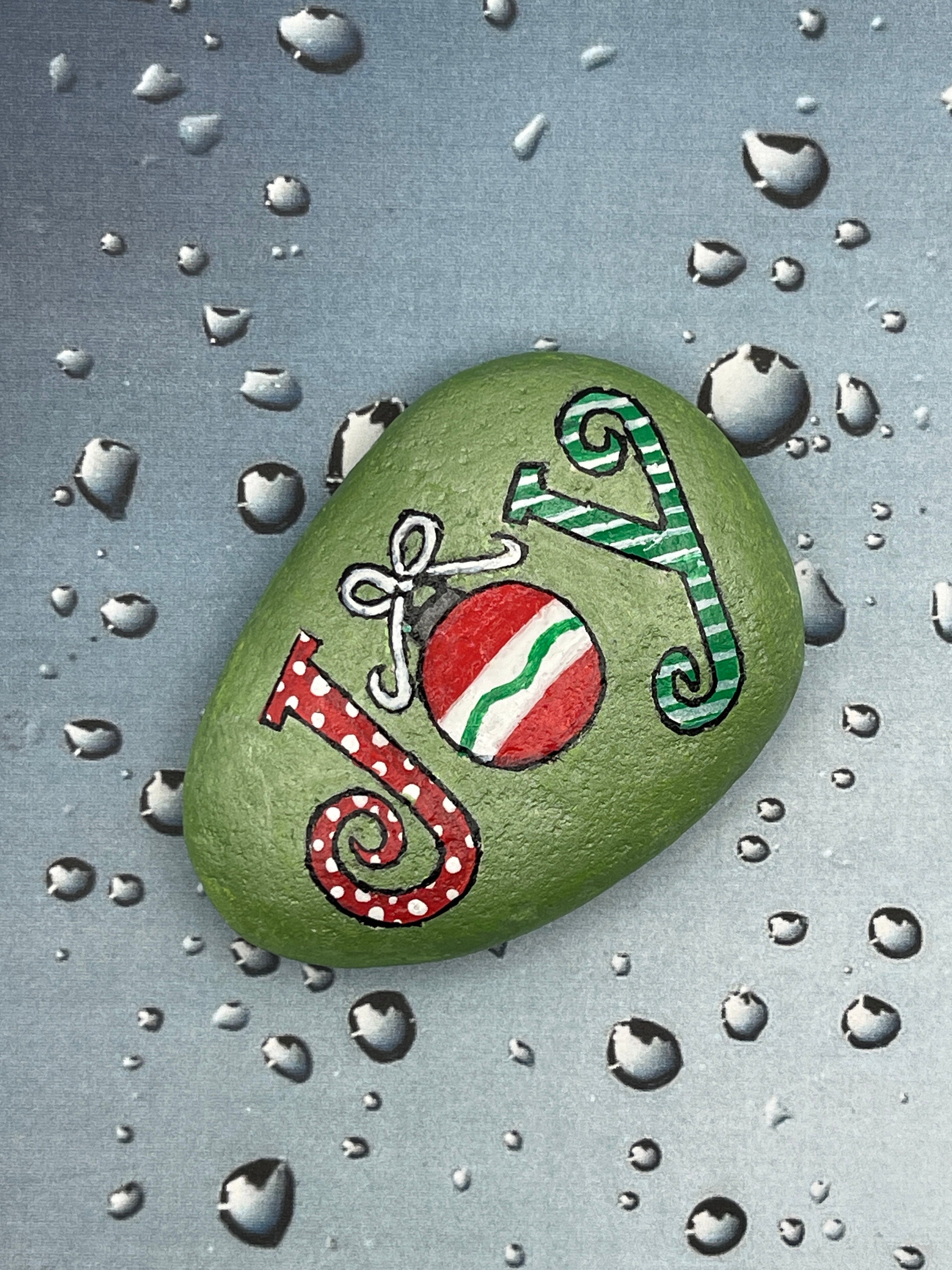 Joy Christmas Painted Rock, Winter Decor, Christmas Gift, Stone ...