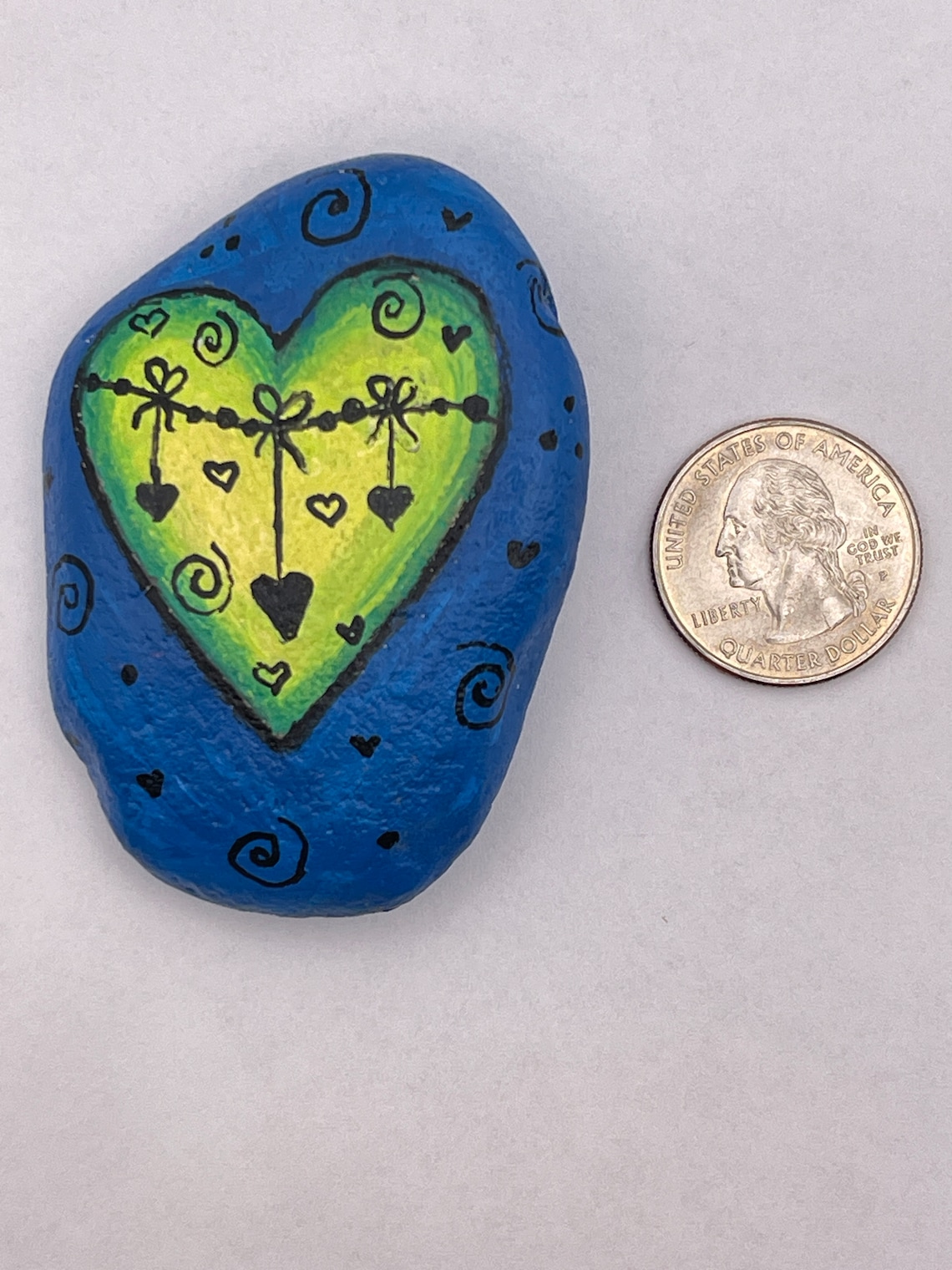 Decorative Heart, Dangle Art, Valentine Gift, Painted Rock, Stone ...
