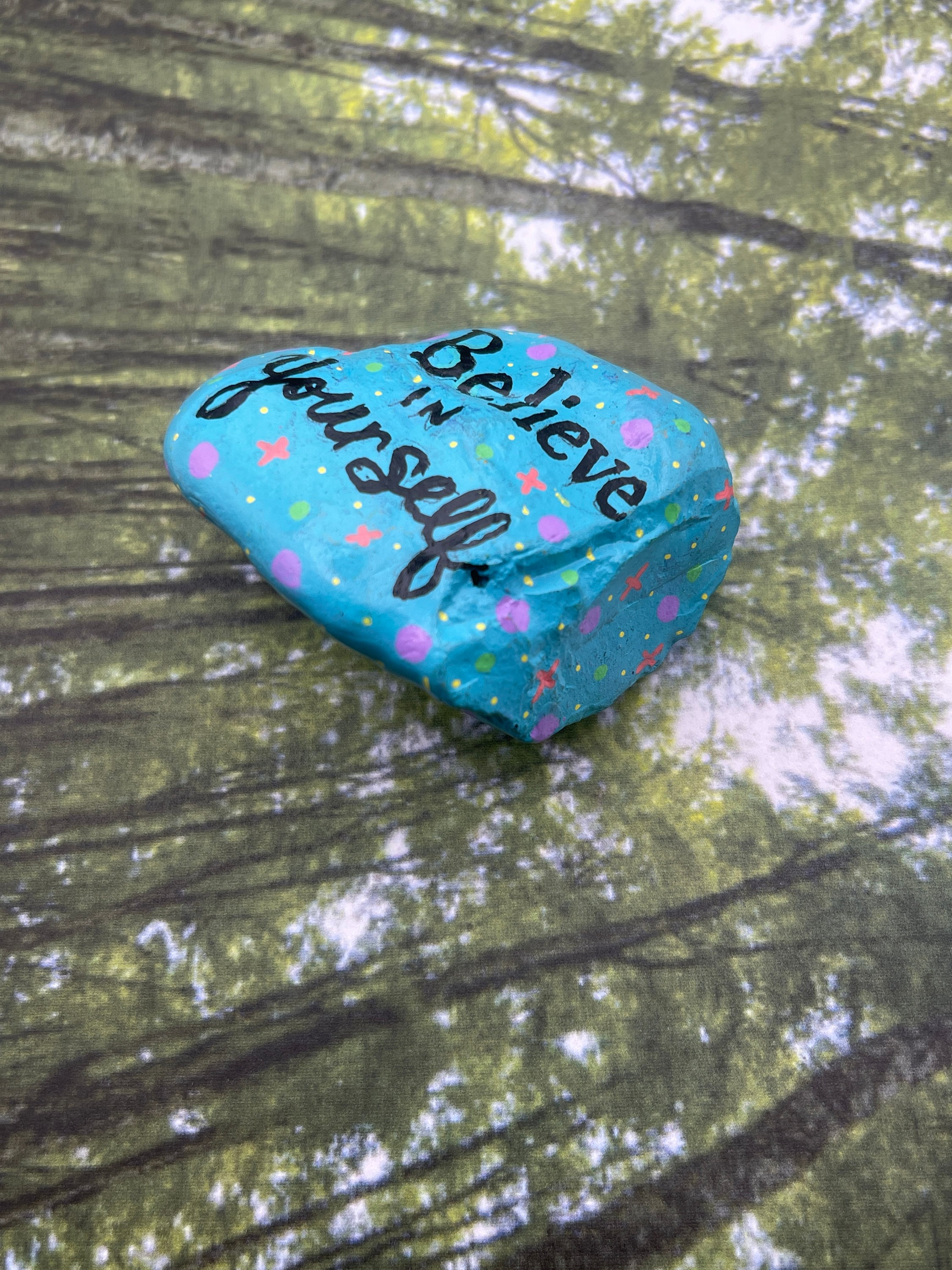 Believe in Yourself, Inspirational Hand Painted Rock, Positivity Pebble ...