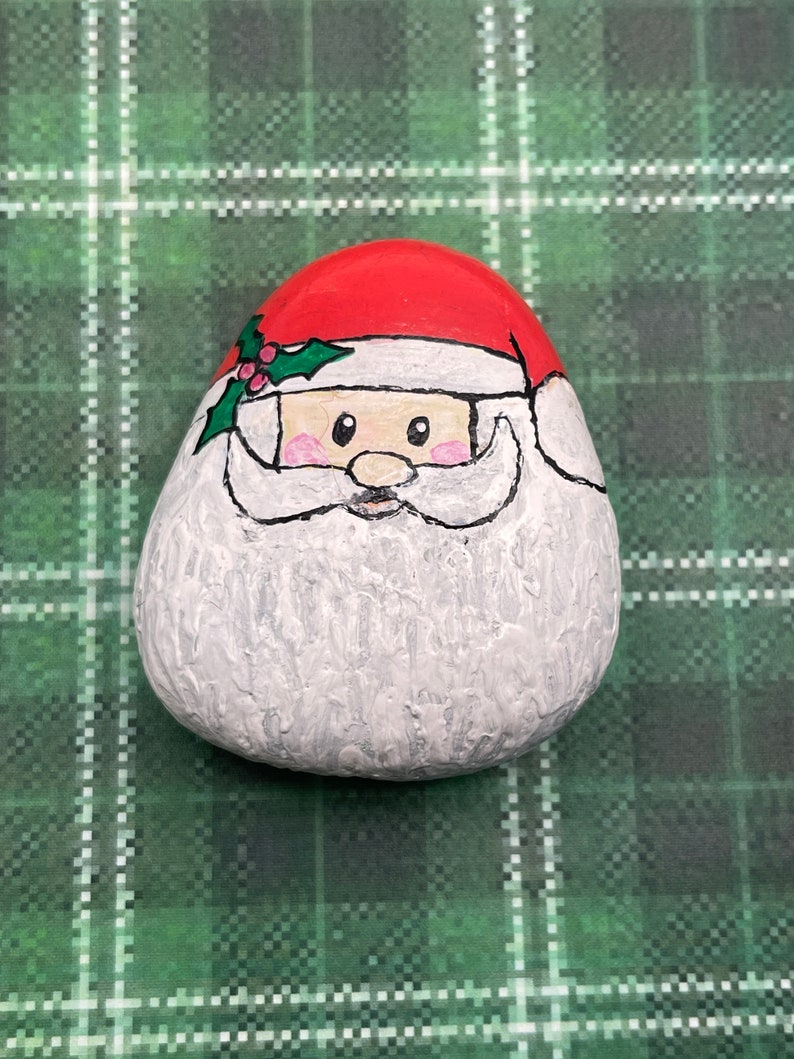 Cute Whimsical Santa Claus, Christmas Holiday, Painted Rock, Pebble Art ...