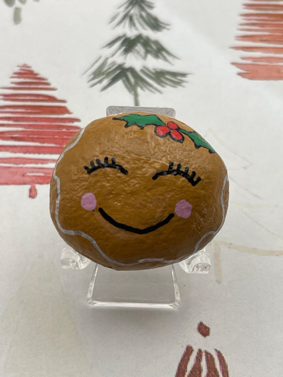 Smiling Gingerbread With Eyes Closed, Winter Decor, Christmas Gift ...