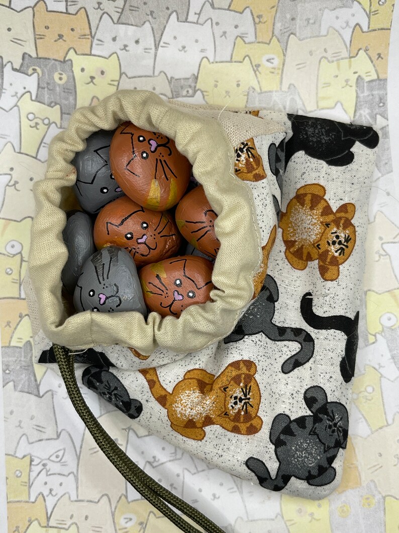 Cat Tic Tac Toe Painted Pebble Board Game, Kids Gift Set, Travel Game ...