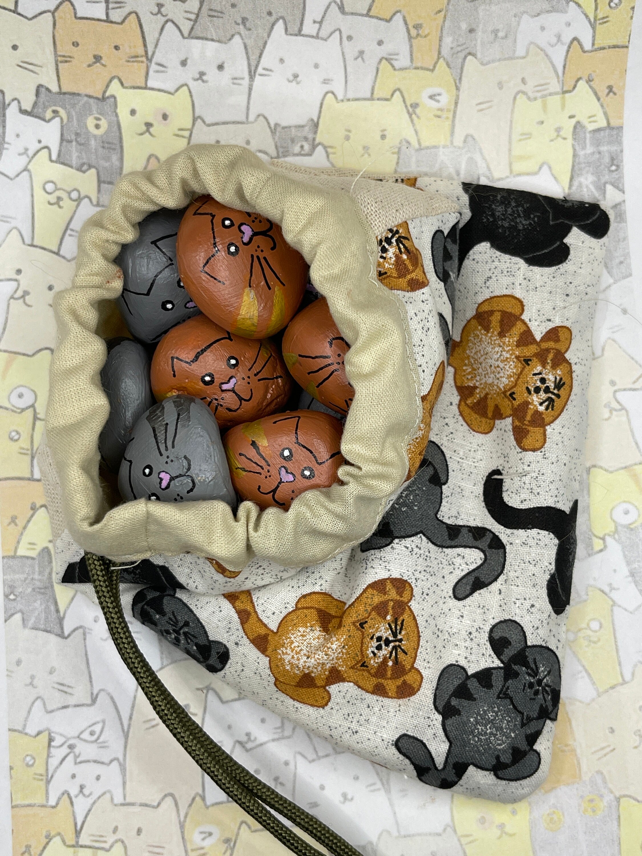 Cat Tic Tac Toe Painted Pebble Board Game, Kids Gift Set, Travel Game ...