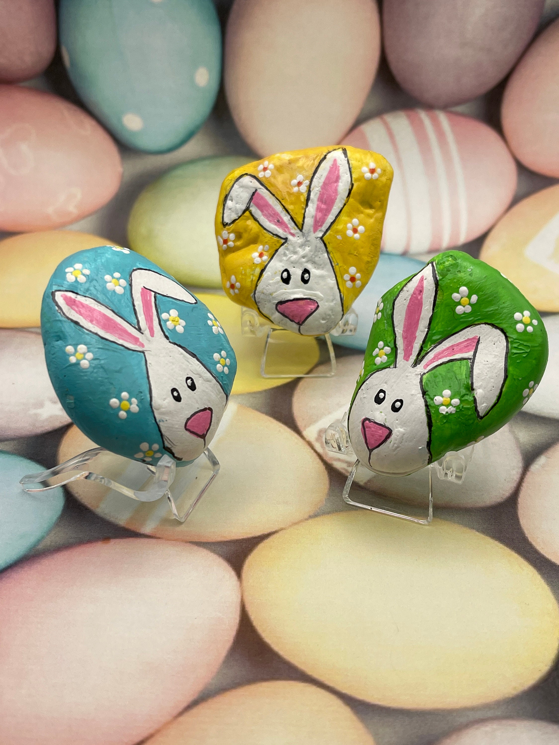 Pick Your Easter Bunny Painted Rock, Spring Bunny Decor, Hand Painted ...