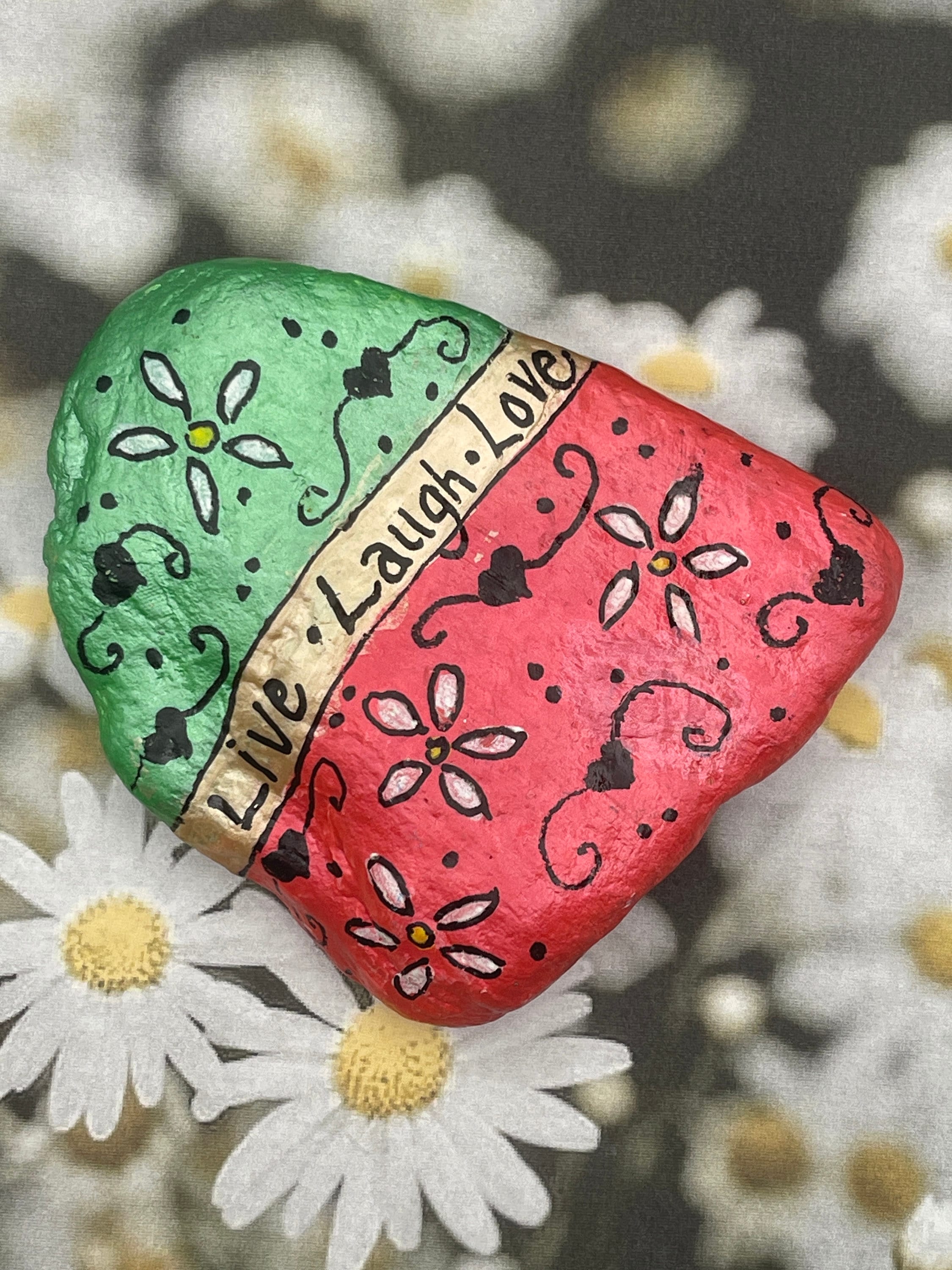 Live Laugh Love, Metallic Painted Rock, Inspirational, Stone Art ...