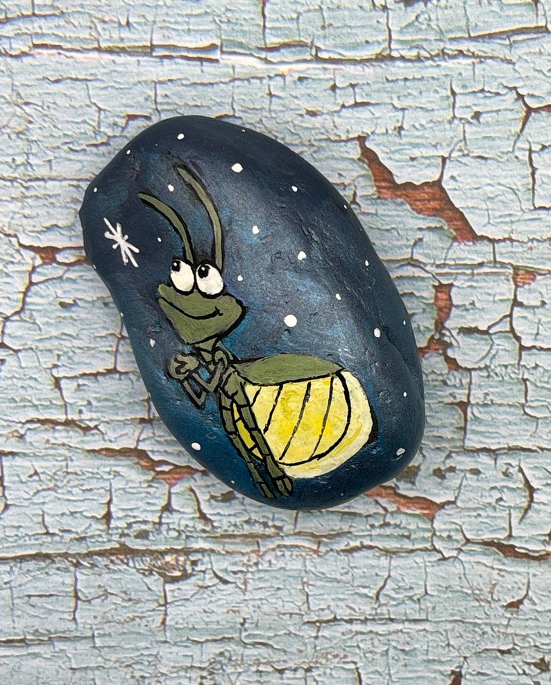 Whimsical Firefly Lightning Bug, Let Your Light Shine, Painted Rock ...