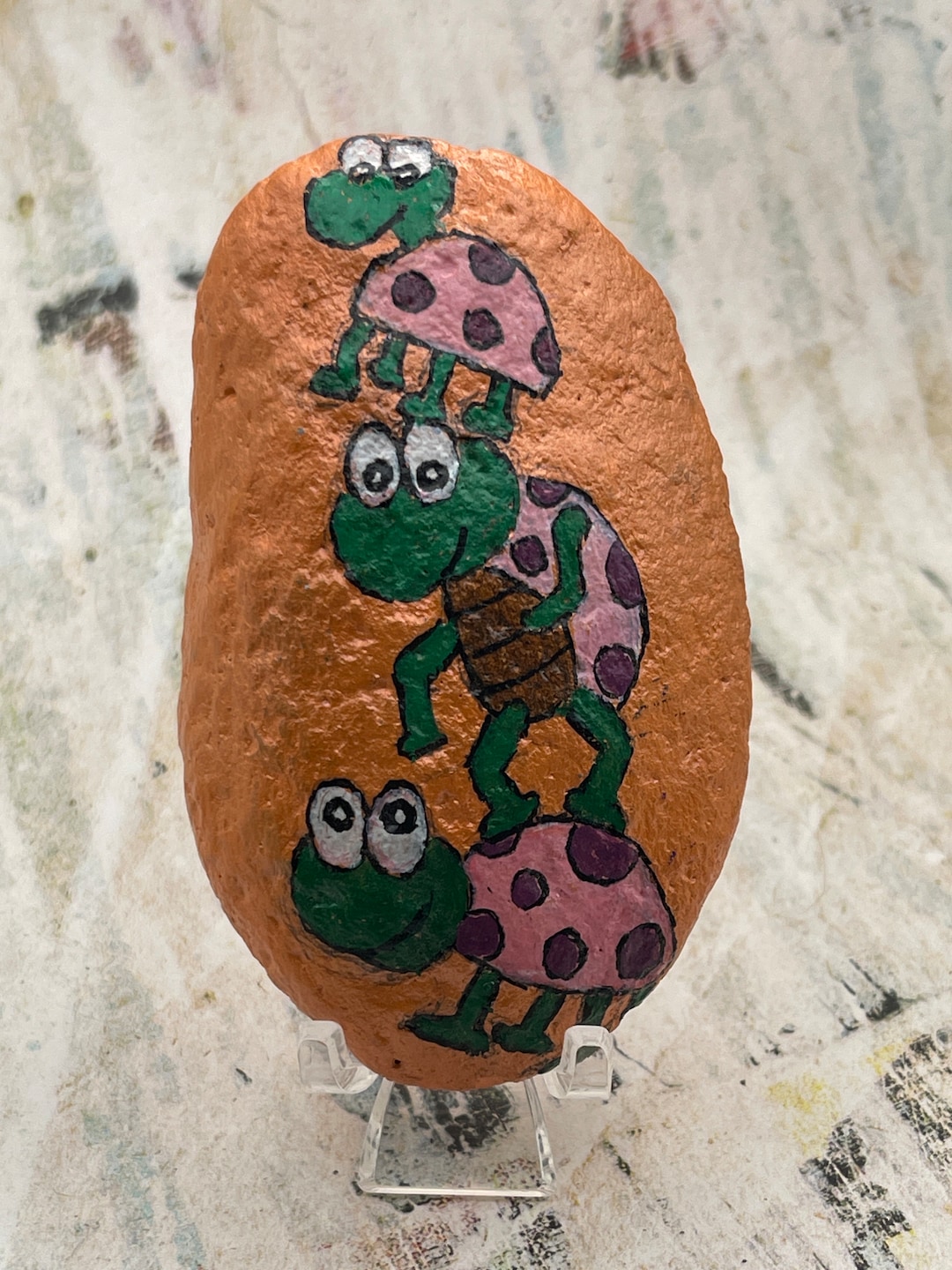 Stacked Totem Pole Turtles Standing on Each Other's Shell Backs, Lift ...