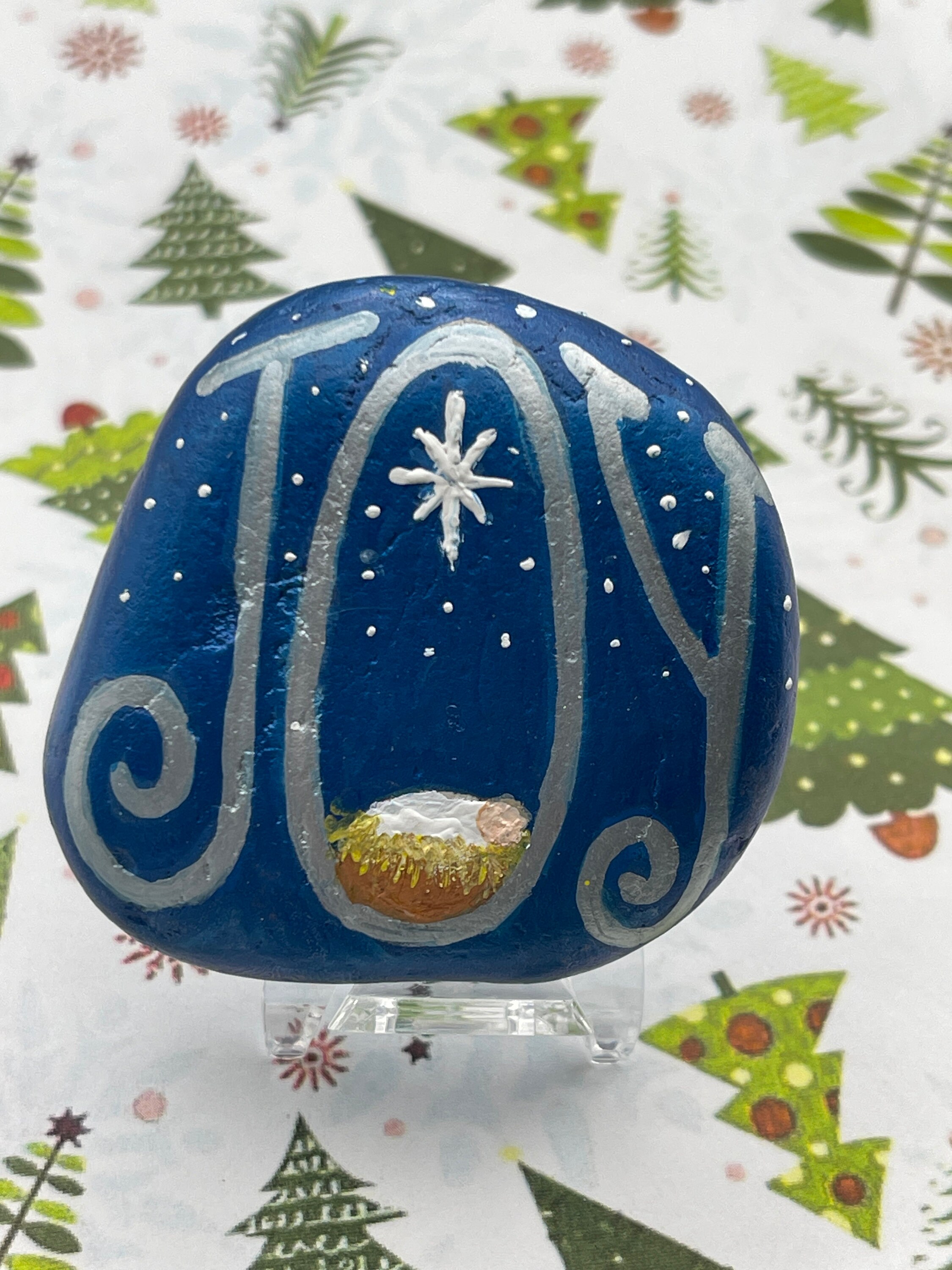 Joy With Baby Jesus in Crib Star of Bethlehem Winter Decor - Etsy