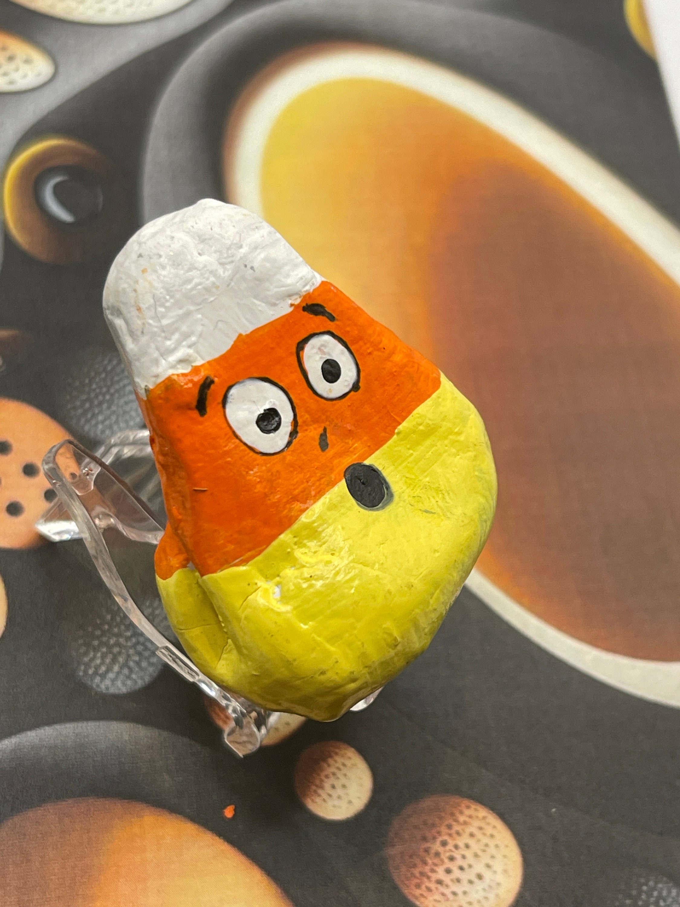 Cartoon Surprised Face Candy Corn, Hand Painted Rock, Fall Art ...