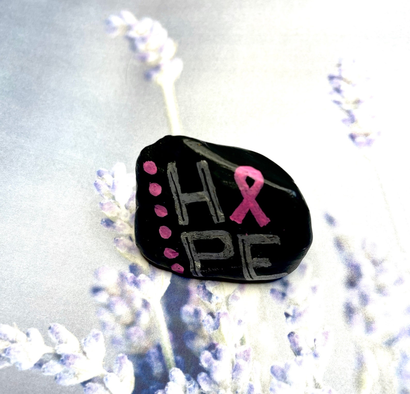 Hope, Breast Cancer Awareness, Pink Ribbon, October, Hand Painted Rock ...