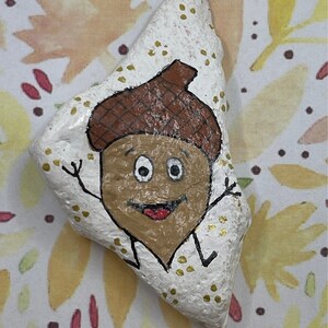 Cute Whimsical Acorn, It’s Fall Y’all Art, Hand Painted Rock, Autumn ...