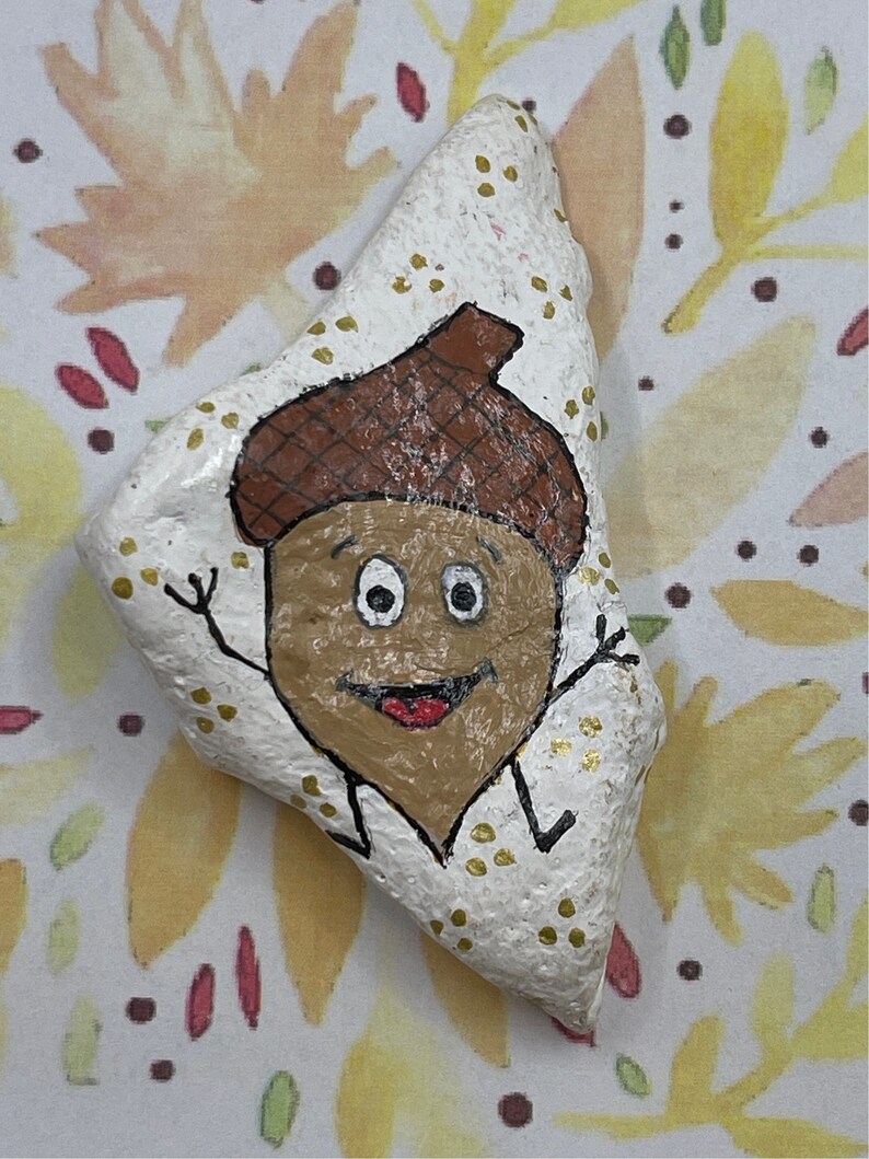 Cute Whimsical Acorn, It’s Fall Y’all Art, Hand Painted Rock, Autumn ...